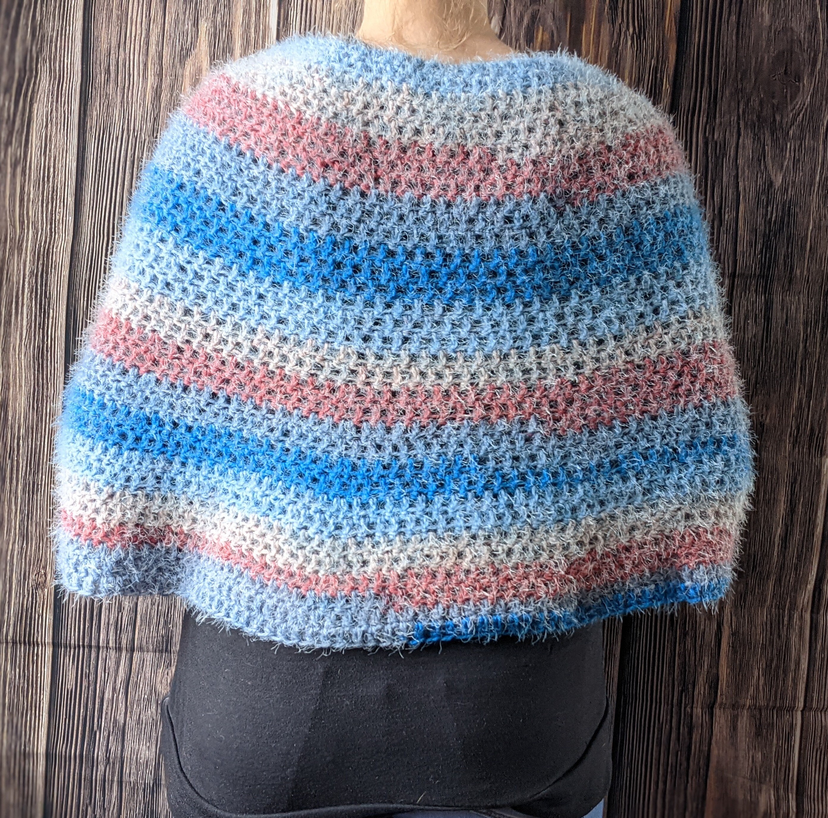 Pink, and Blue Crocheted Caplet/ Formfitting Poncho - Etsy