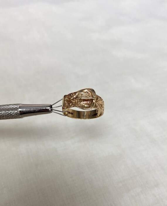 Vintage 9ct Yellow Gold Buckle Ring, Hallmark London … - Gem