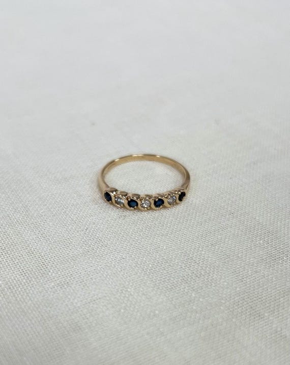 14ct Yellow Gold Sapphire & Diamond 7 Stone Half Eter… - Gem