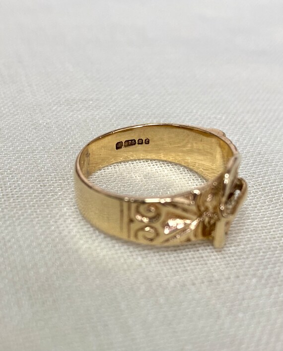 Vintage 9ct Yellow Gold Buckle Ring, Hallmark London … - Gem