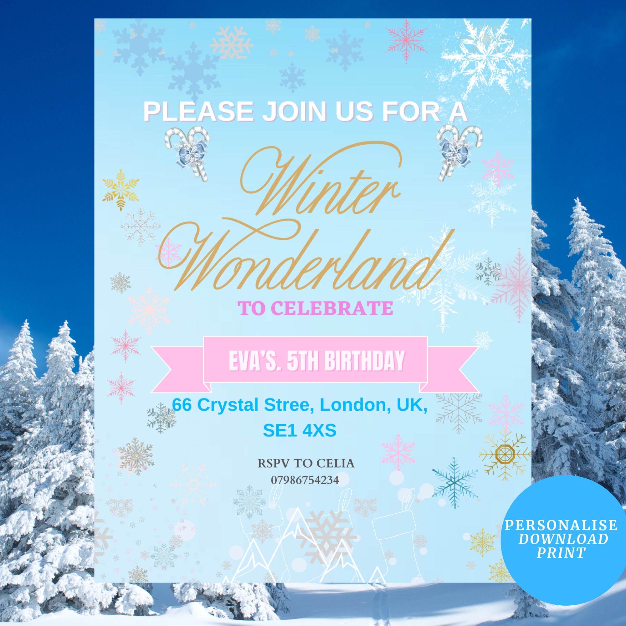 Winter Wonderland Birthday Invitation Kids Winter Birthday - Etsy