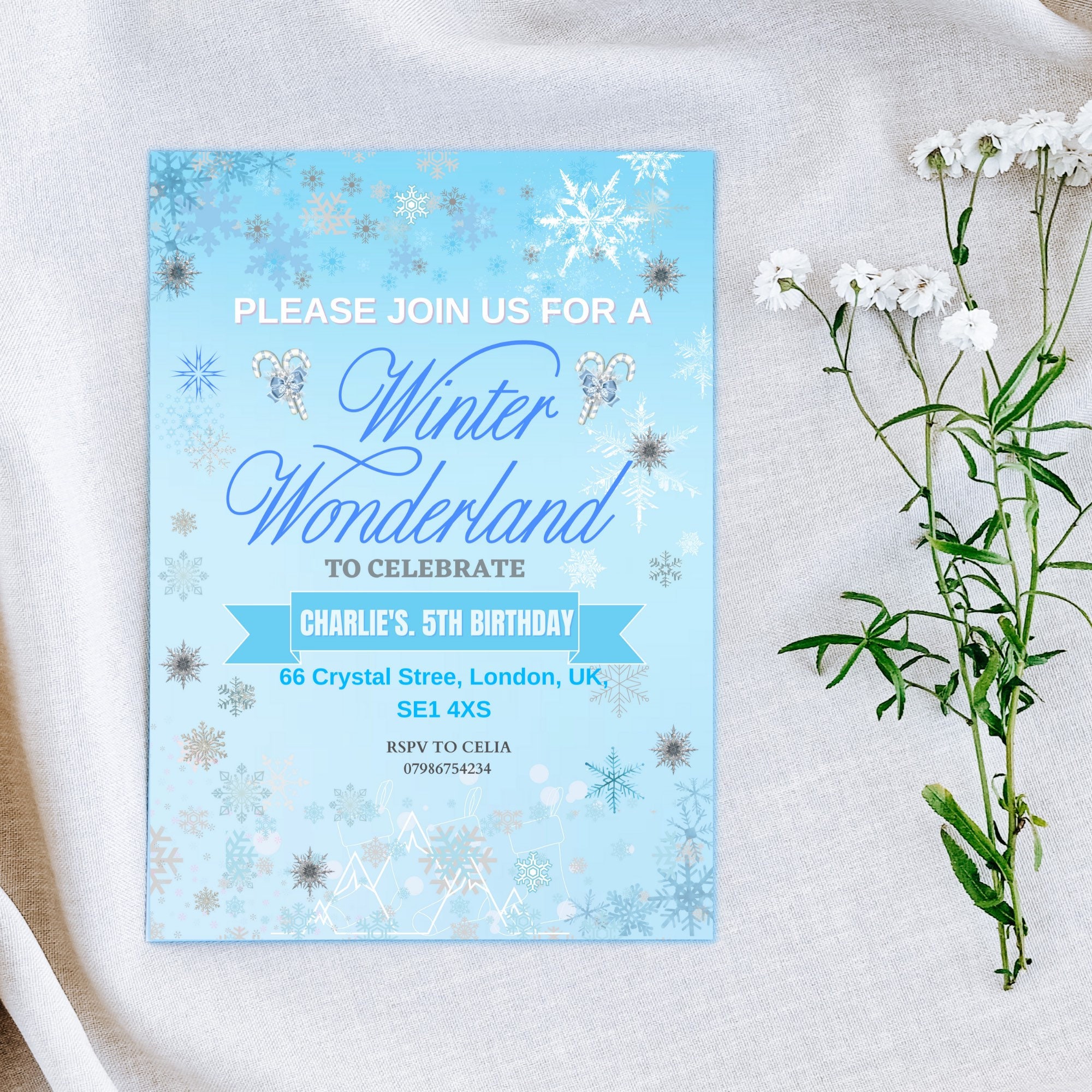 Winter Wonderland Birthday Invitation, Kids Winter Birthday, Winter ...