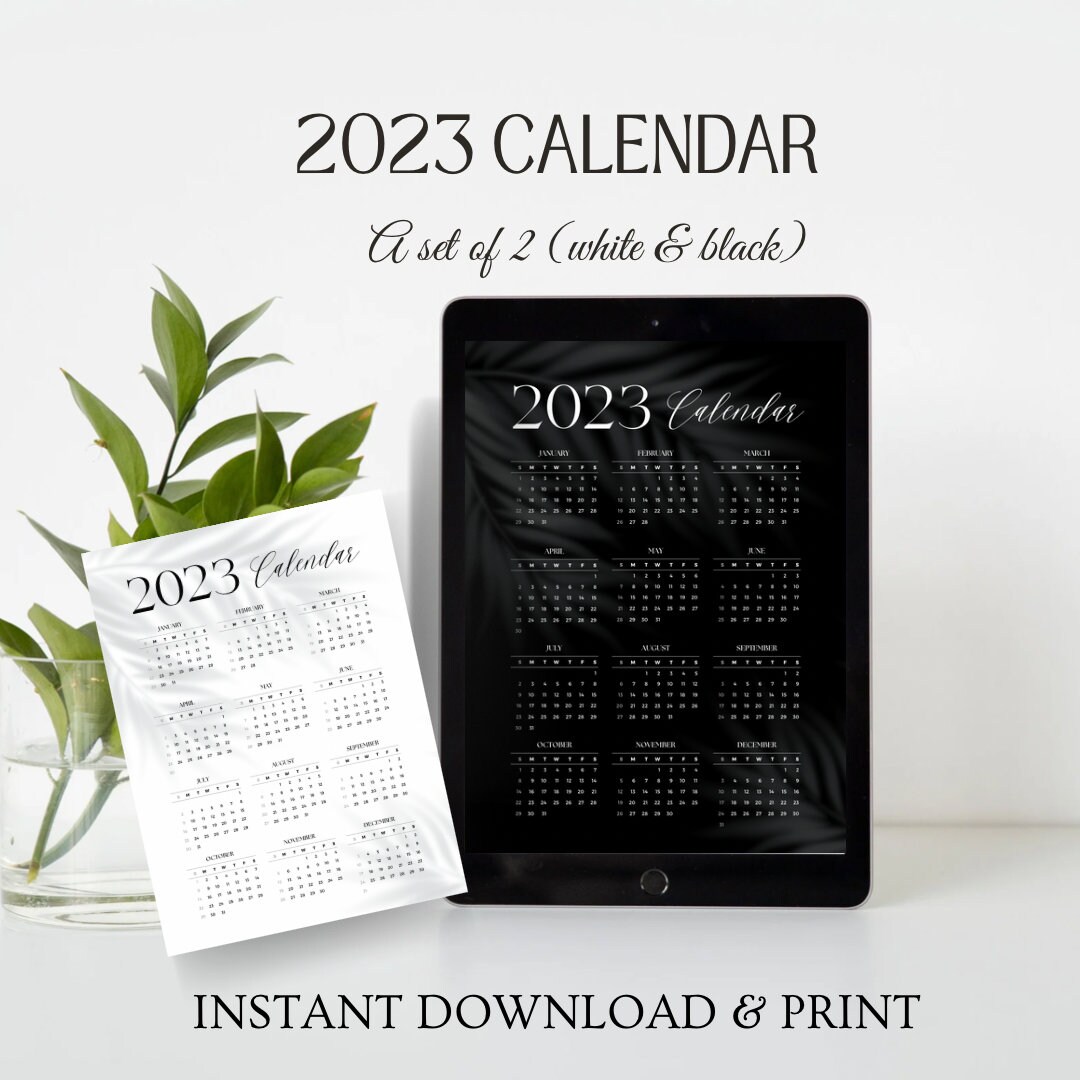 One Page 2023 Year Calendar Printable Yearly Wall Calendar - Etsy