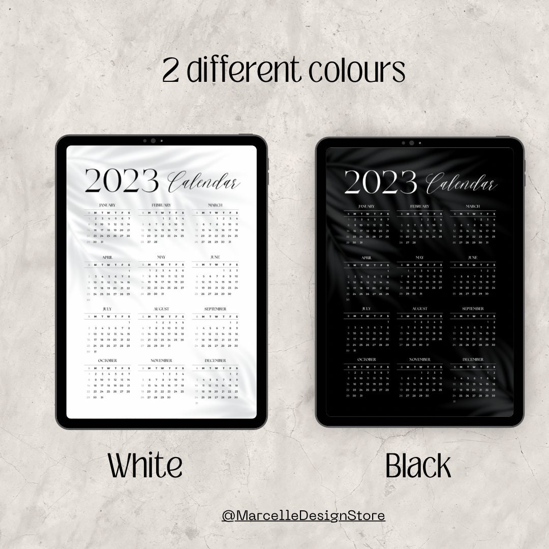 One Page 2023 Year Calendar Printable Yearly Wall Calendar - Etsy