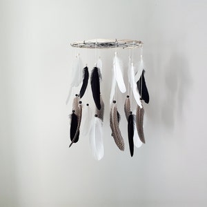 Mobile Neutral, Mobile Feathers, Tribal Nursery Decor, Woodland Mobile ...