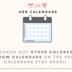 2024 Monthly Calendar Pink Bows Themed, Aesthetic Calendar, 2024 ...