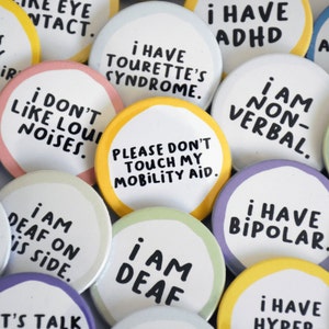 Custom Badges - Disability Badges - Choose Your Own Text and Colour ...