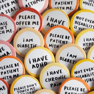 Custom Badges - Disability Badges - Choose Your Own Text and Colour ...