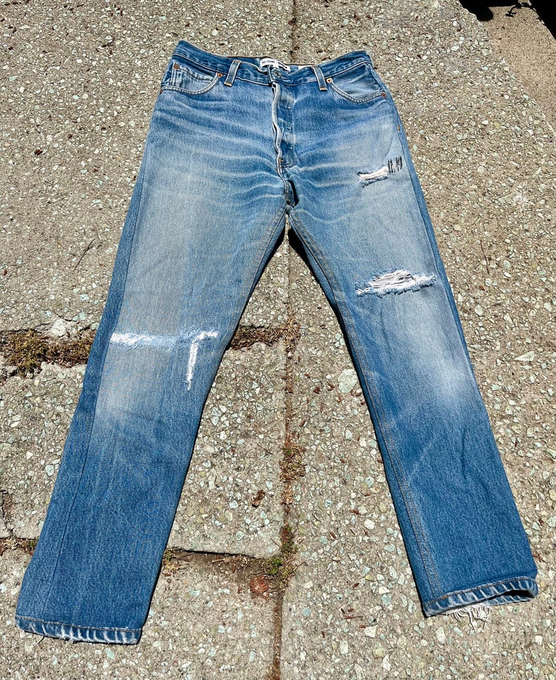 Vintage Womens Re/done Levis Faded Blue Jeans 26 Distressed - Etsy