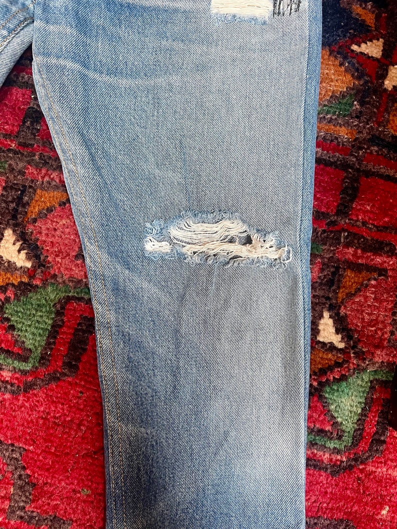 Vintage Womens Re/done Levis Faded Blue Jeans 26 Distressed - Etsy