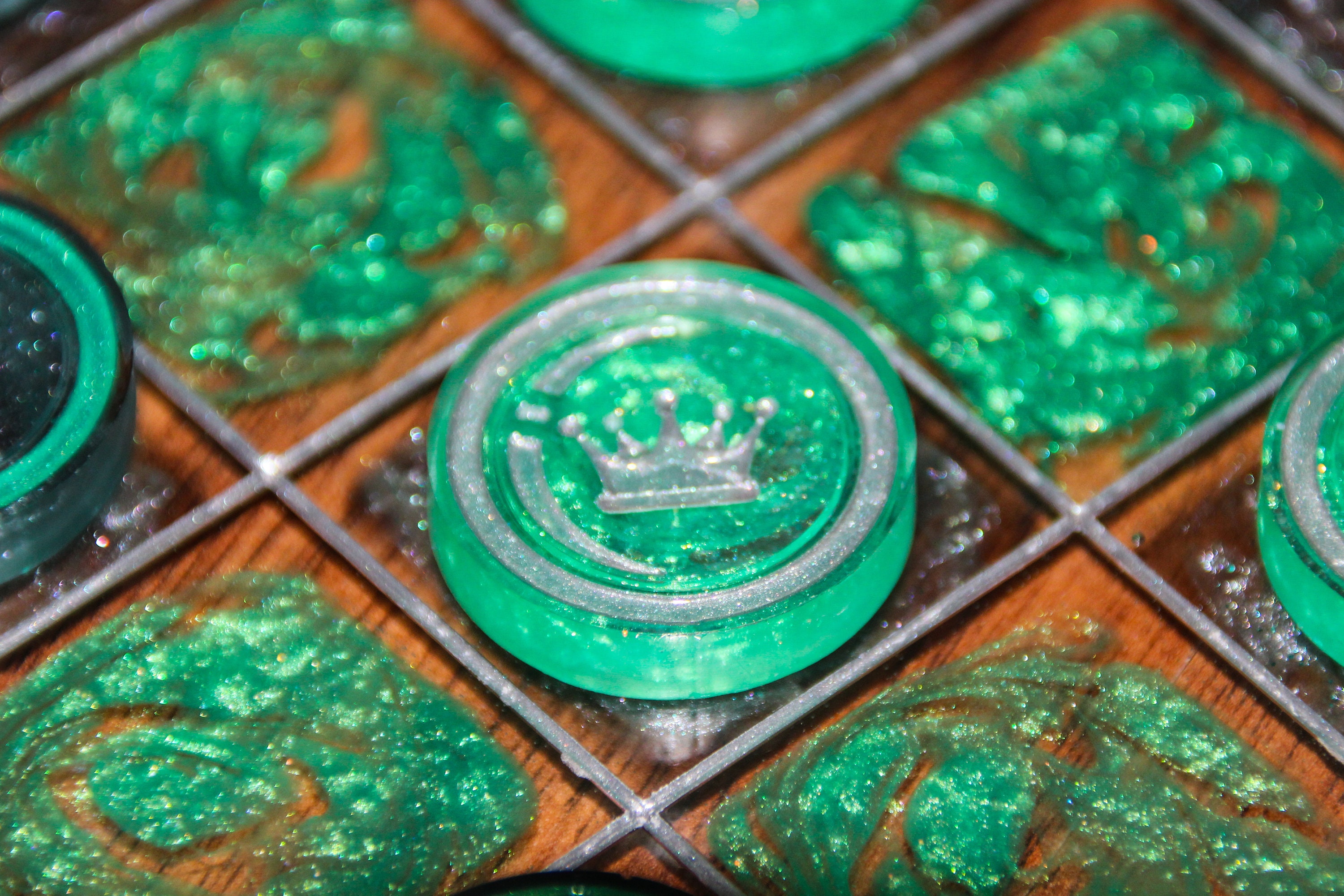 Green and Gray Smoke Complete Checkers Set - Etsy