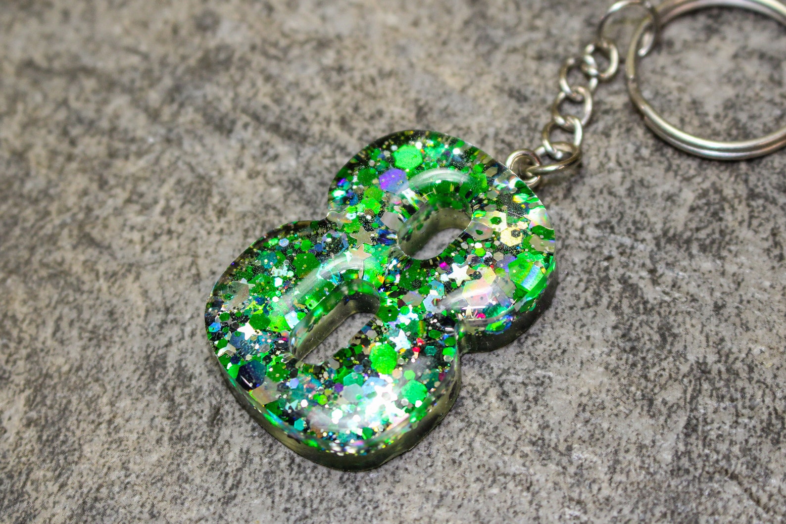 Green Glitter Number Keychain - Etsy