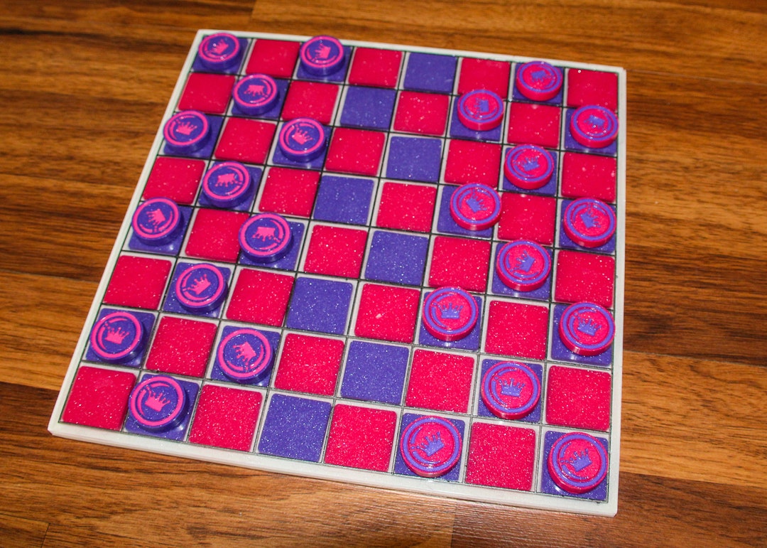 Pink and Purple Complete Checkers Set - Etsy