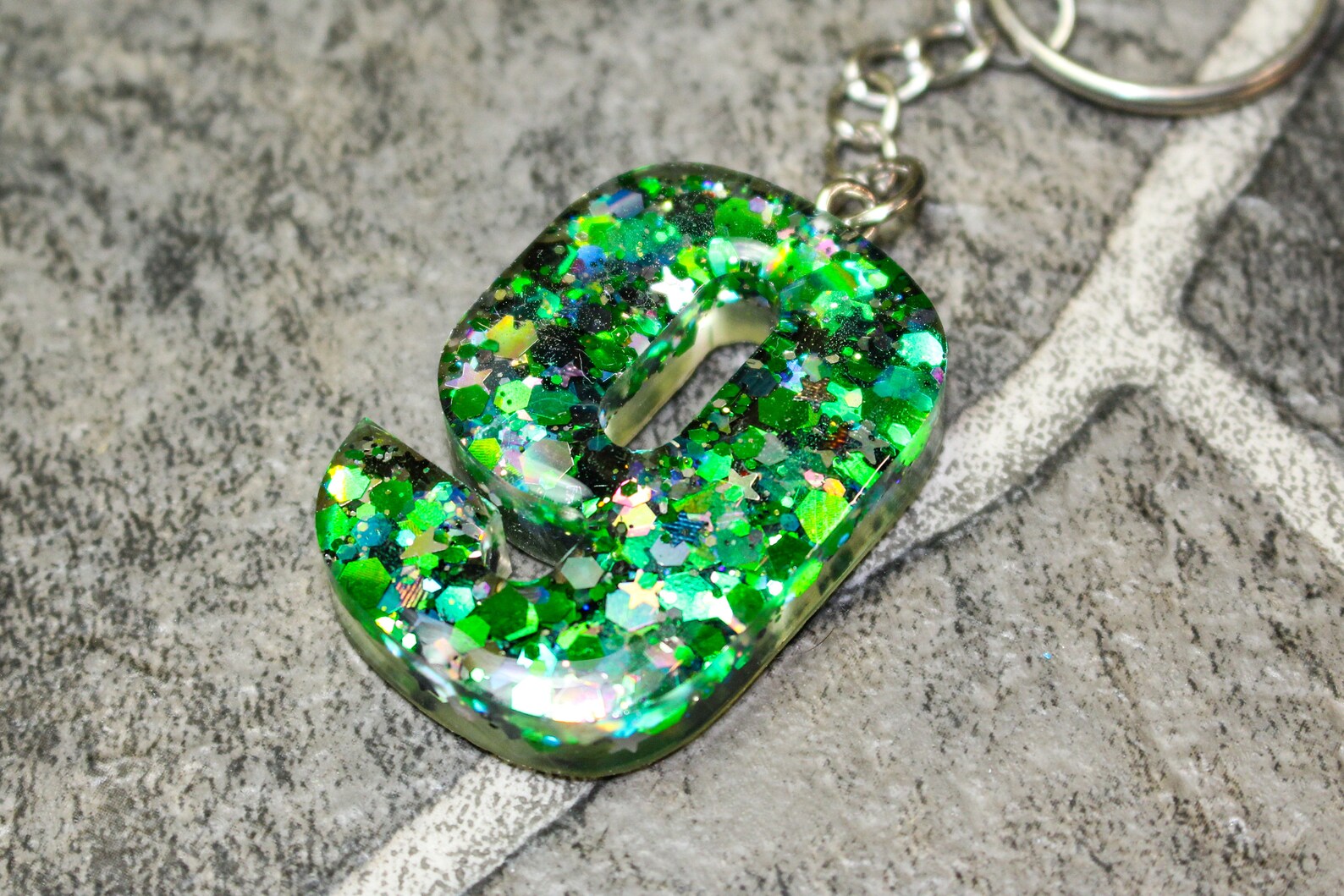 Green Glitter Number Keychain - Etsy