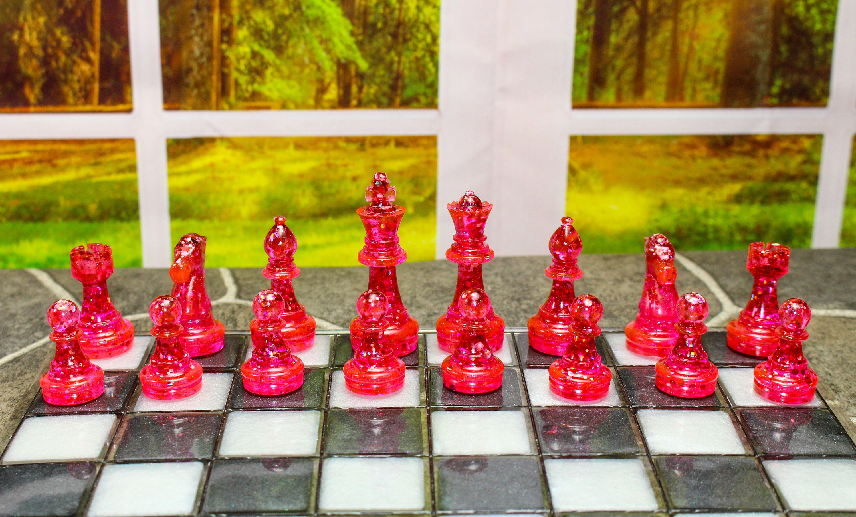 Pink and Gold Glitter Chess Pieces, Set of 32 - Etsy