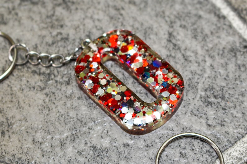 Red Glitter Number Keychain - Etsy
