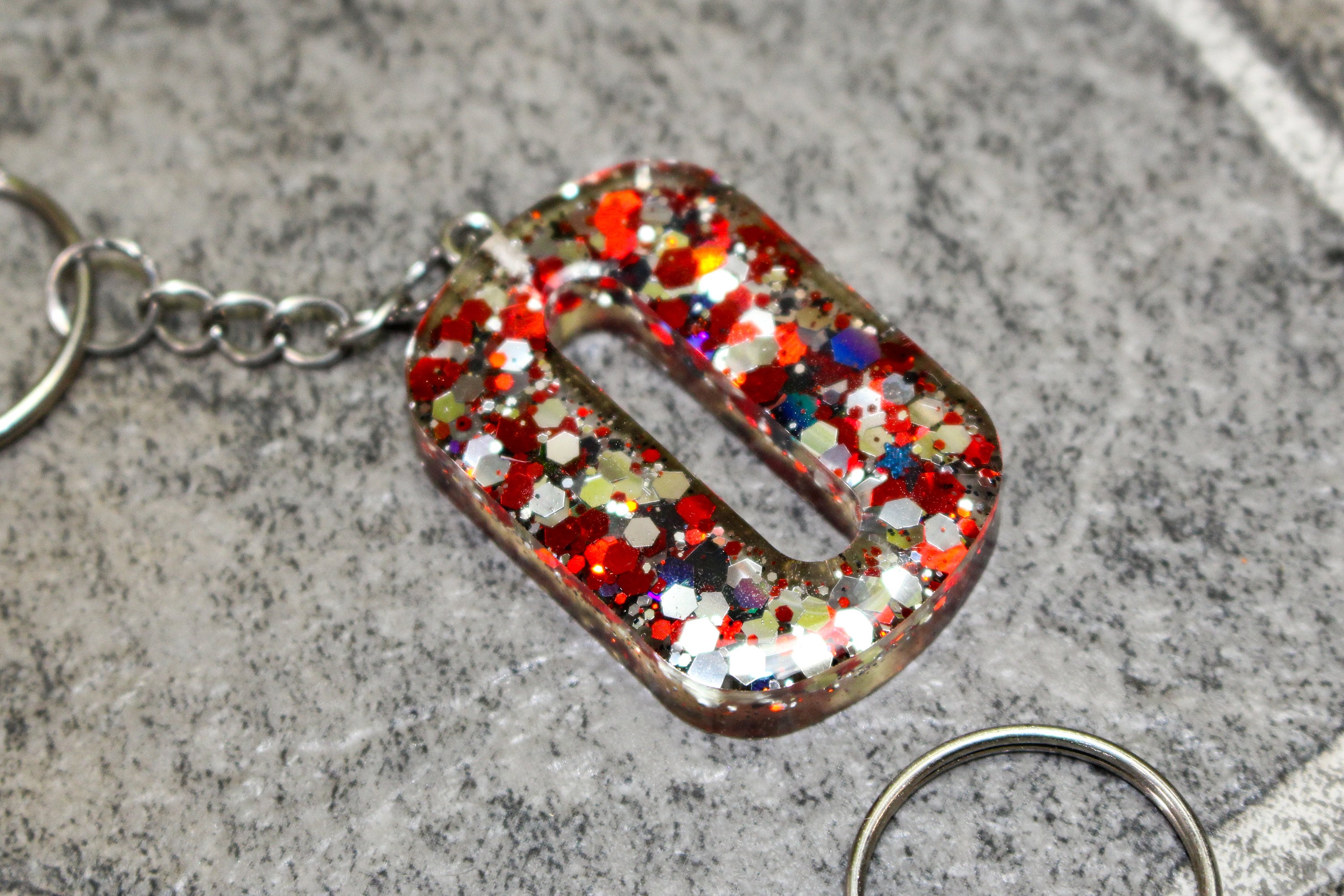 Red Glitter Number Keychain - Etsy