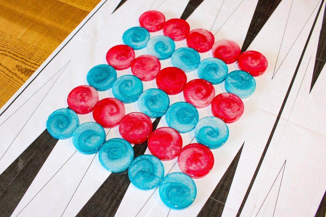 Pink and Teal Swirl Backgammon Pieces, Set of 30, Large - Etsy