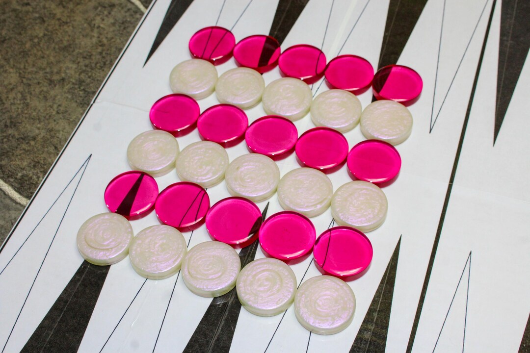 Pink and White Shimmer Backgammon Checkers, Set of 30, 1.375 Inches - Etsy
