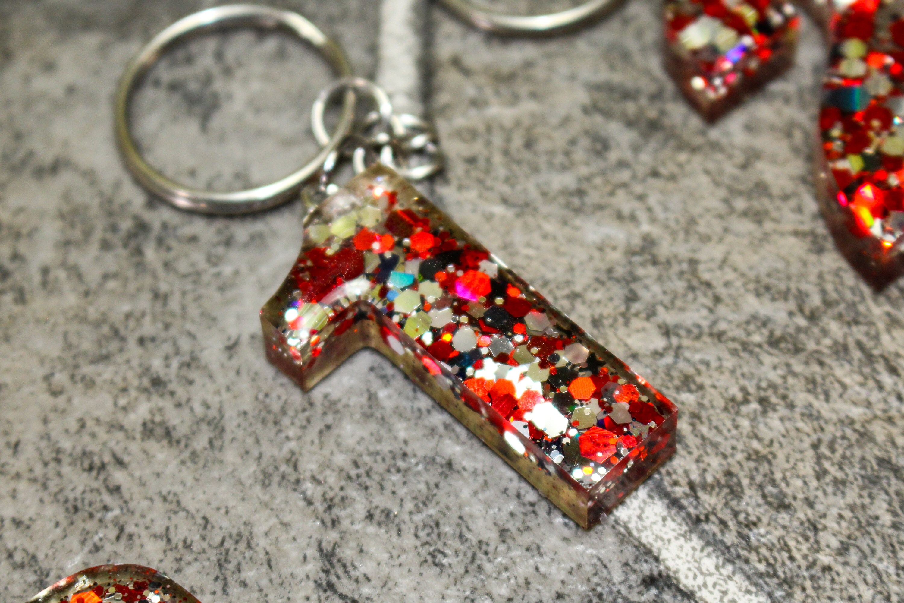 Red Glitter Number Keychain - Etsy