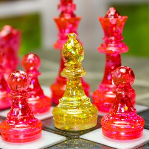 Pink and Gold Glitter Chess Pieces, Set of 32 - Etsy