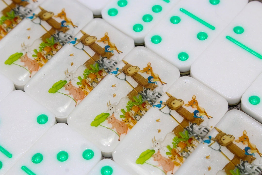 Green Farm Animal Dominoes, Double Six Set of 28 - Etsy