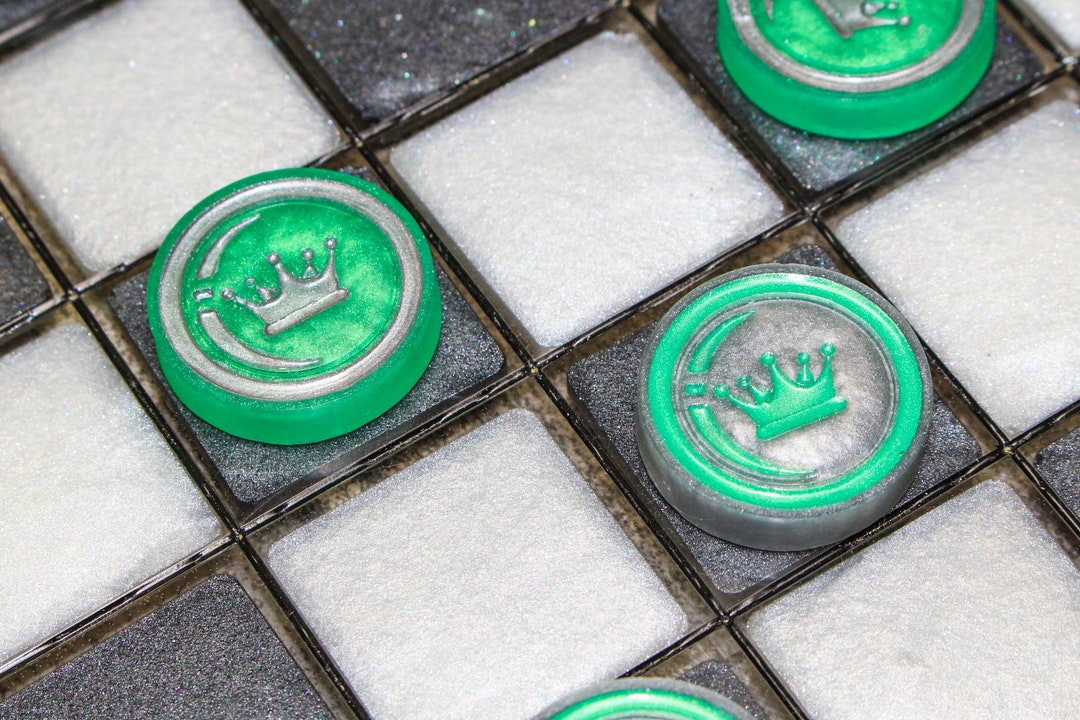 Green and Gray Shimmer Checker Pieces, Set of 24 - Etsy