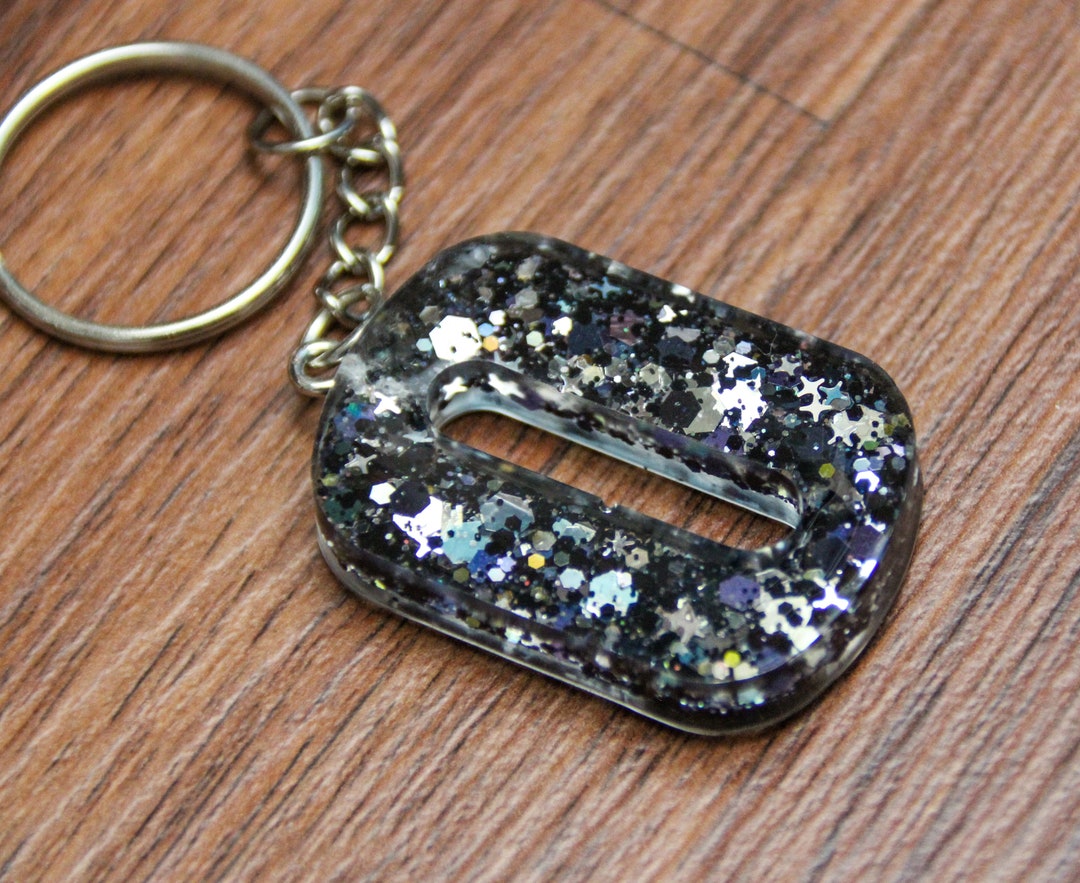 Black Glitter Number Keychain - Etsy