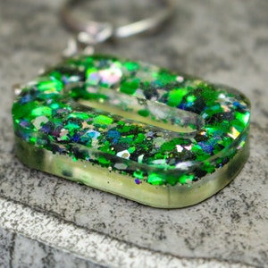 Green Glitter Number Keychain - Etsy