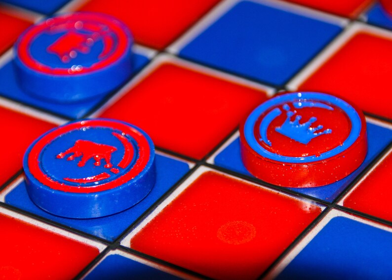 Red and Blue Complete Checkers Set - Etsy