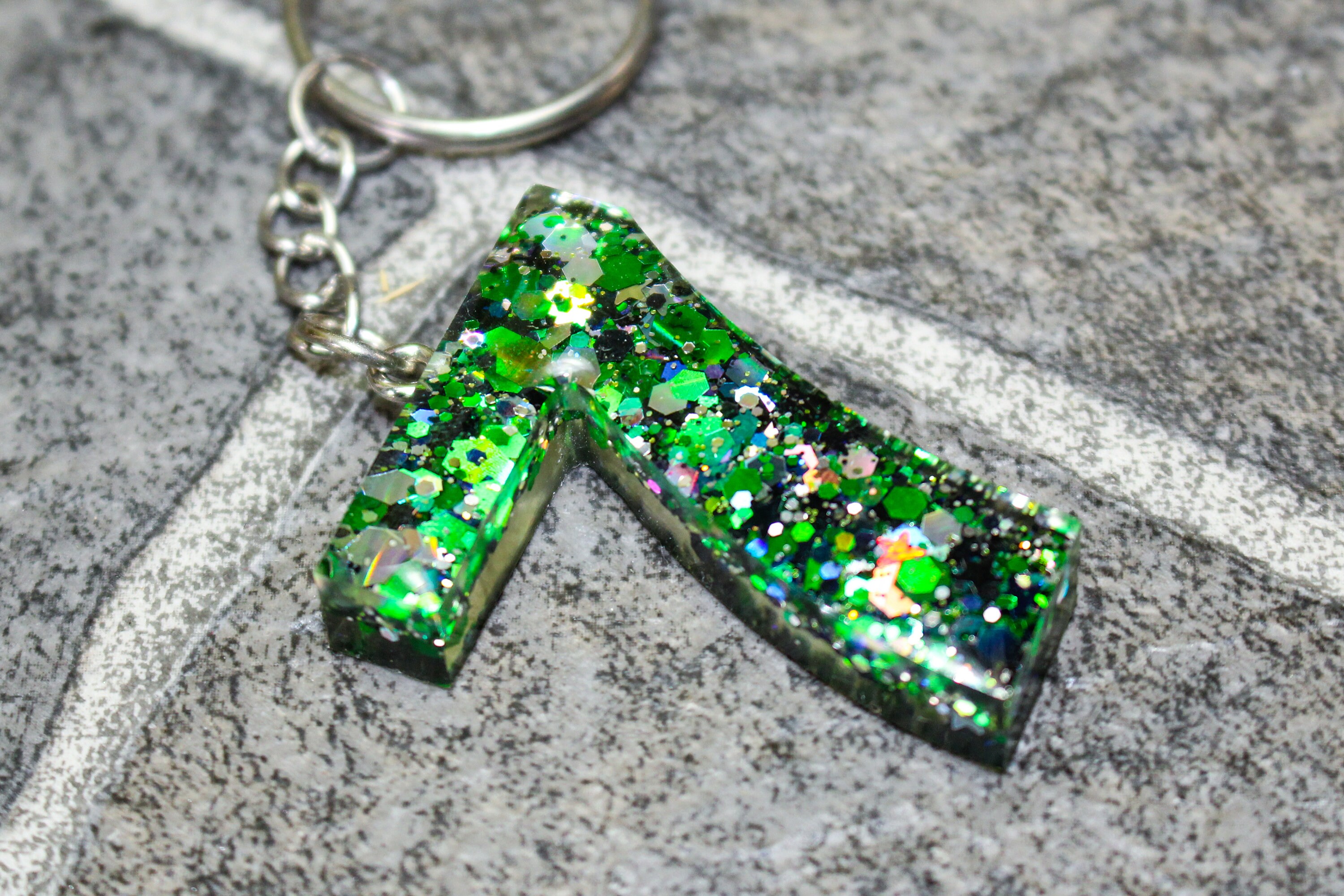 Green Glitter Number Keychain - Etsy
