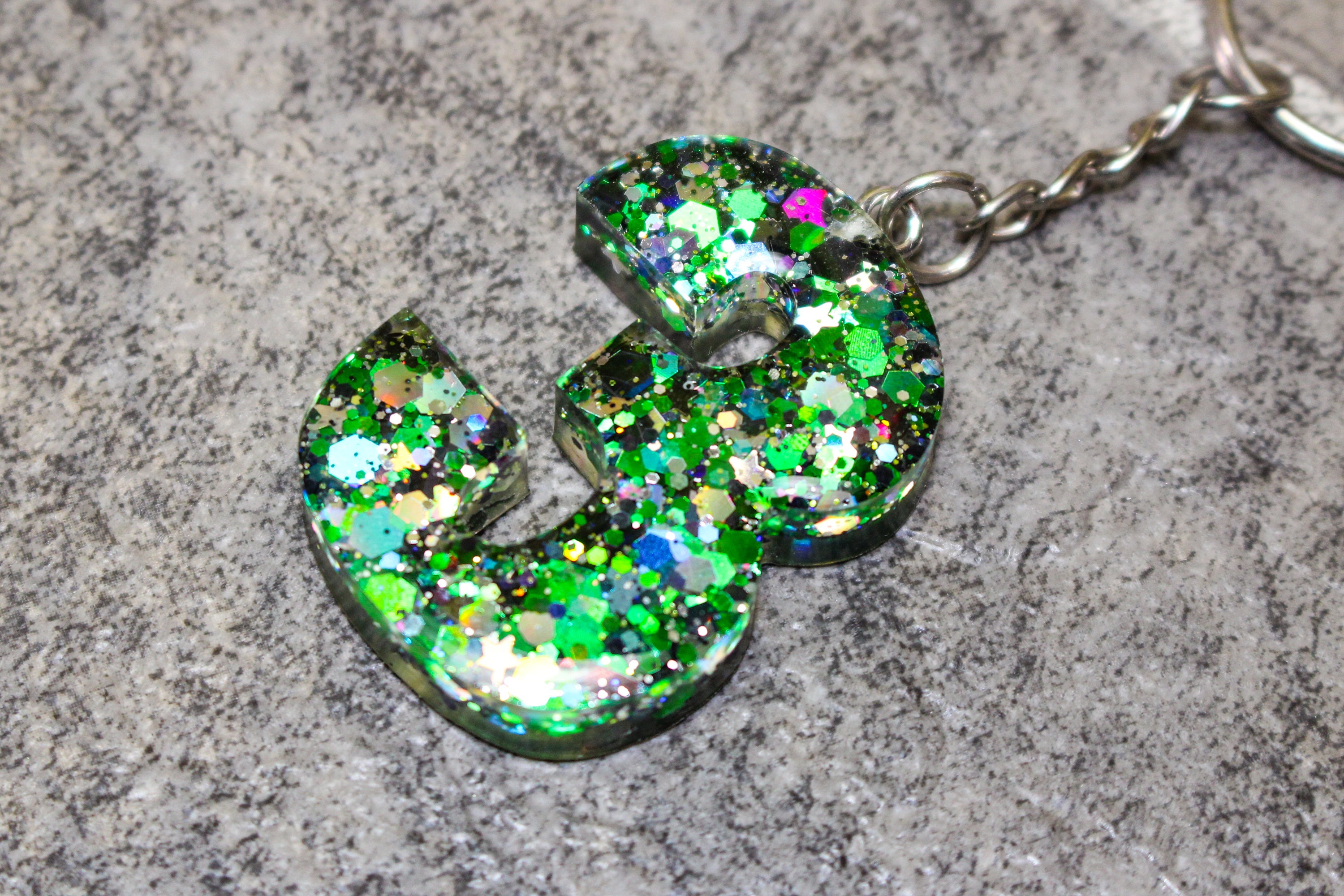 Green Glitter Number Keychain - Etsy