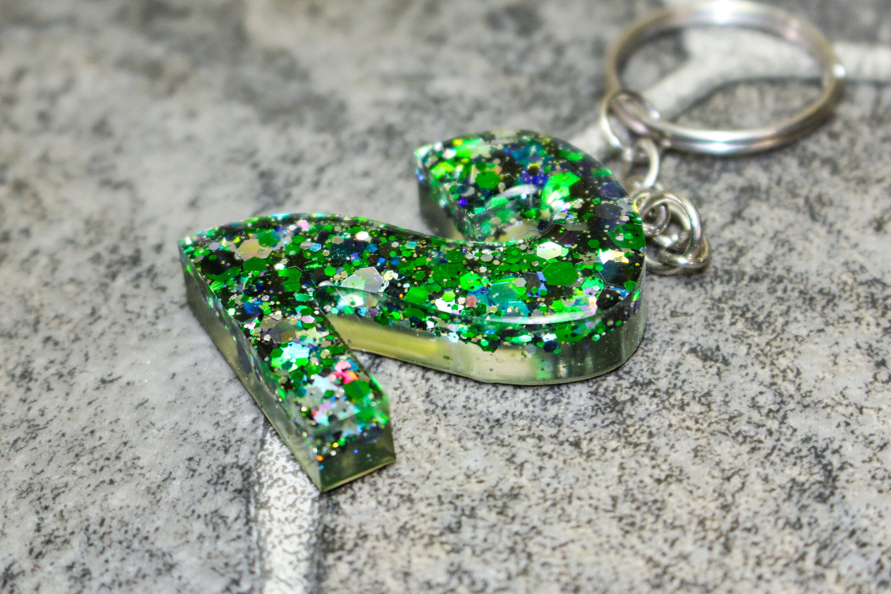 Green Glitter Number Keychain - Etsy