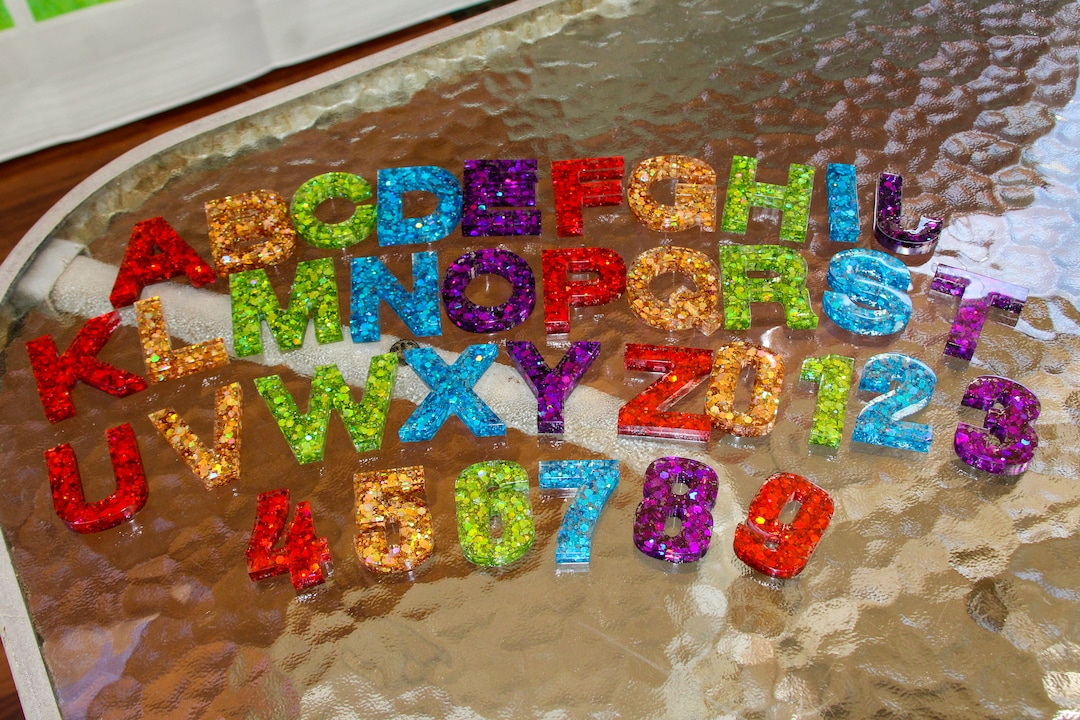 Glitter Rainbow Alphabet & Numbers Set - Etsy