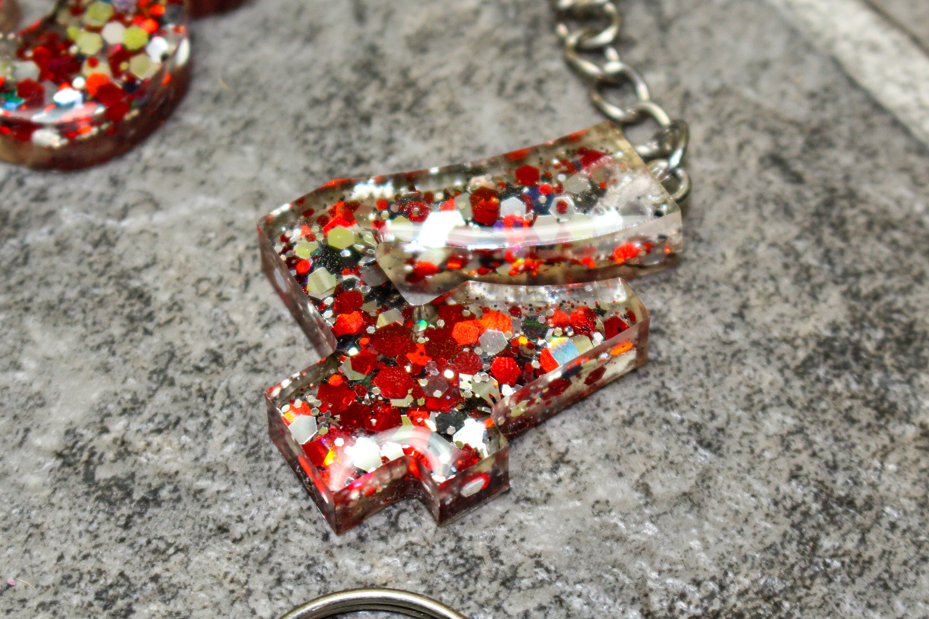 Red Glitter Number Keychain - Etsy