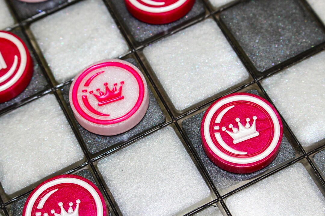 Red and White Shimmer Checker Pieces, Set of 24 - Etsy