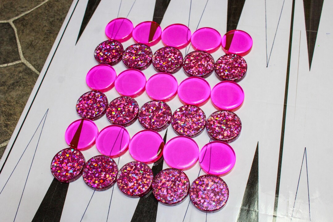 Pink Glitter Backgammon Pieces, Set of 30, 1.75 Inches - Etsy