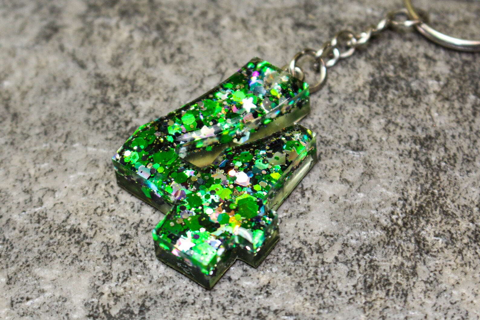 Green Glitter Number Keychain - Etsy