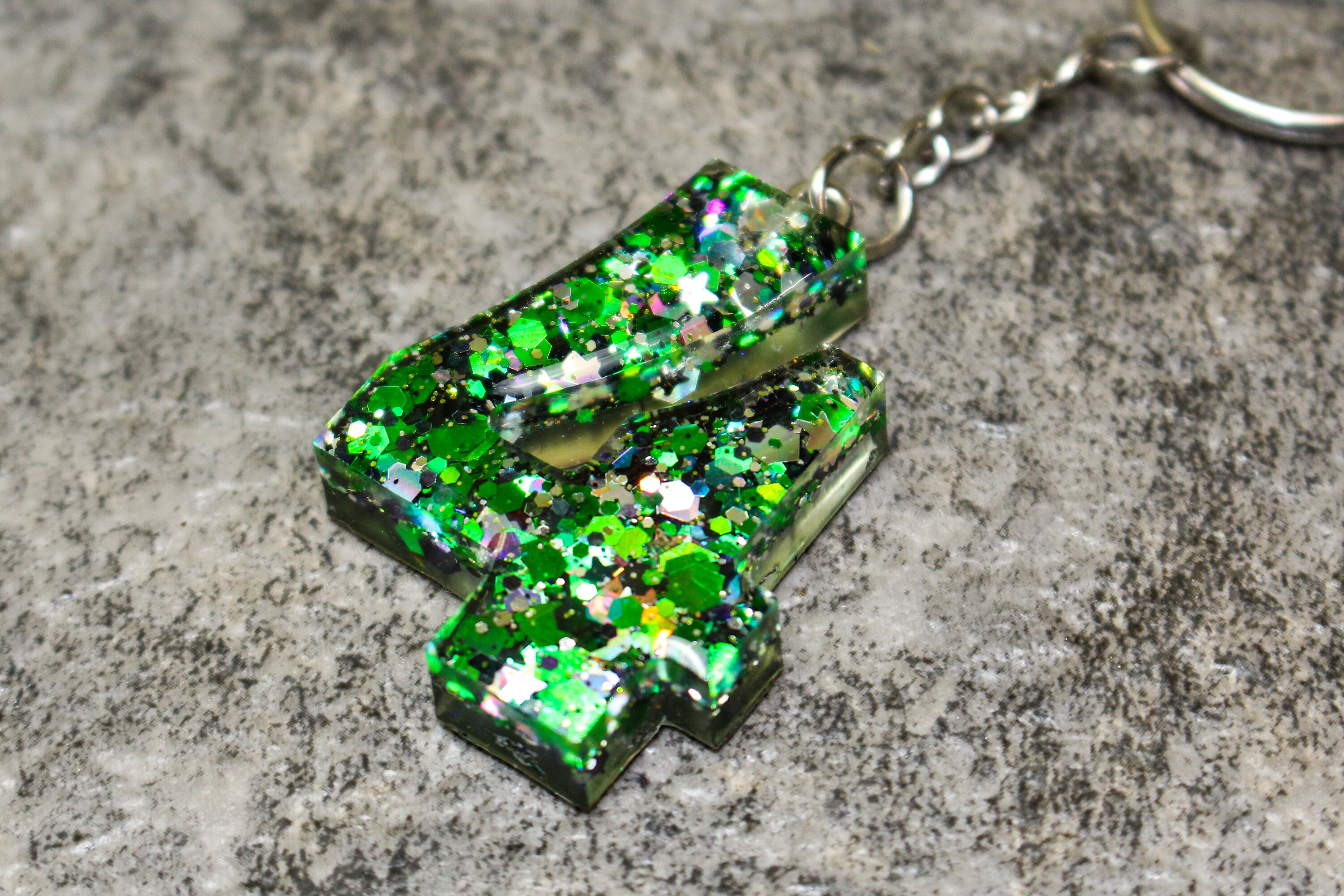 Green Glitter Number Keychain - Etsy