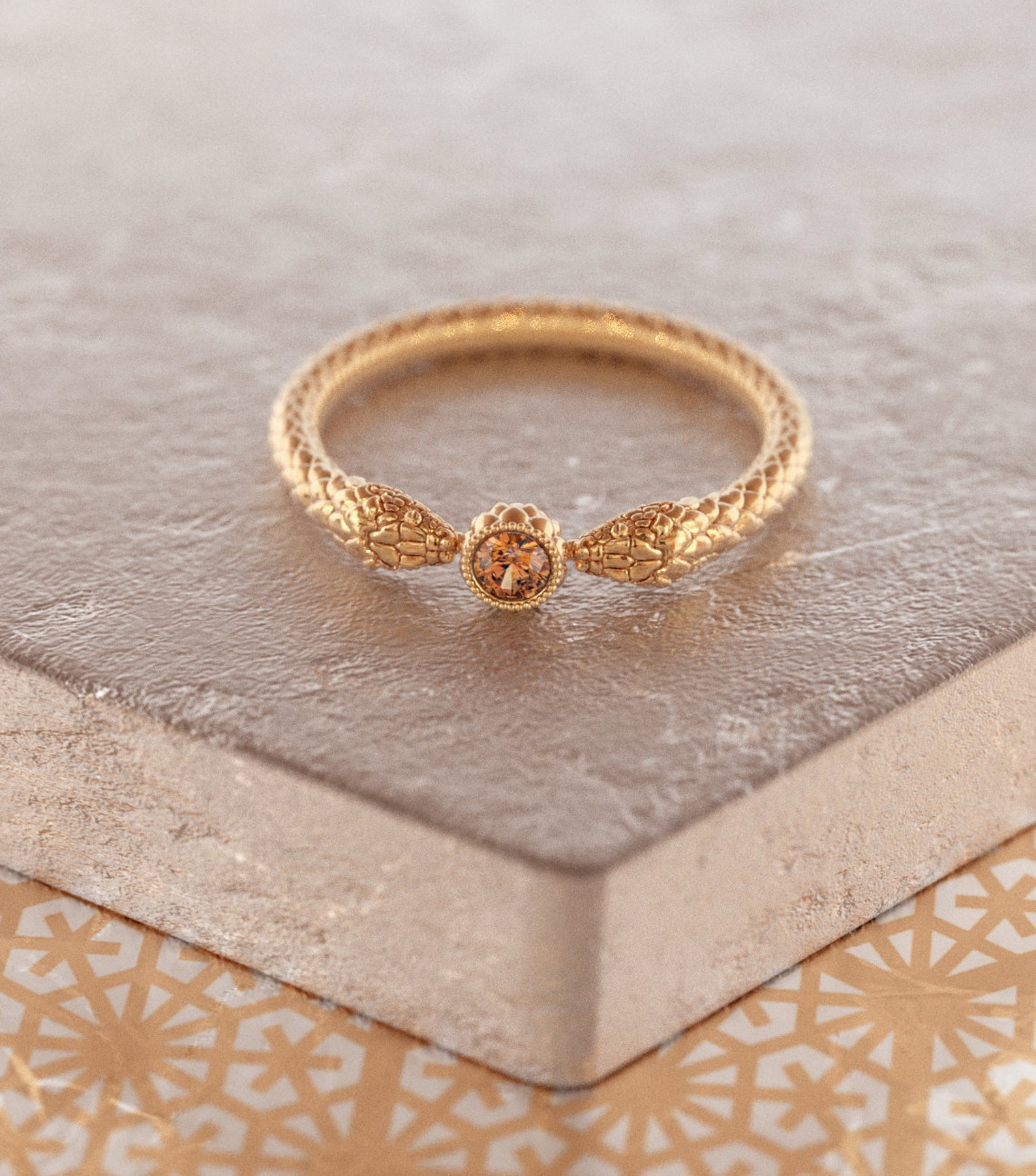 Snake Wedding Ringouroboros Wedding Ringcognac Diamond - Etsy