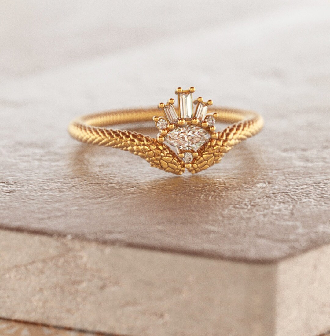 Snake Diamond Ring, Wiccan Ring, Witches Ring, 14k Gold Snake Ring ...