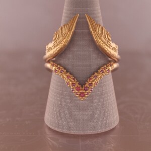 Angel Wing Ring, Celestial Ring, Bird Wing Ring, Feathers Ring, Plume ...