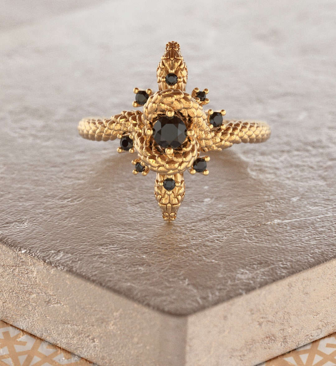 Snake Wedding Ring,ouroboros Wedding Ring,black Diamond Wedding Ring ...
