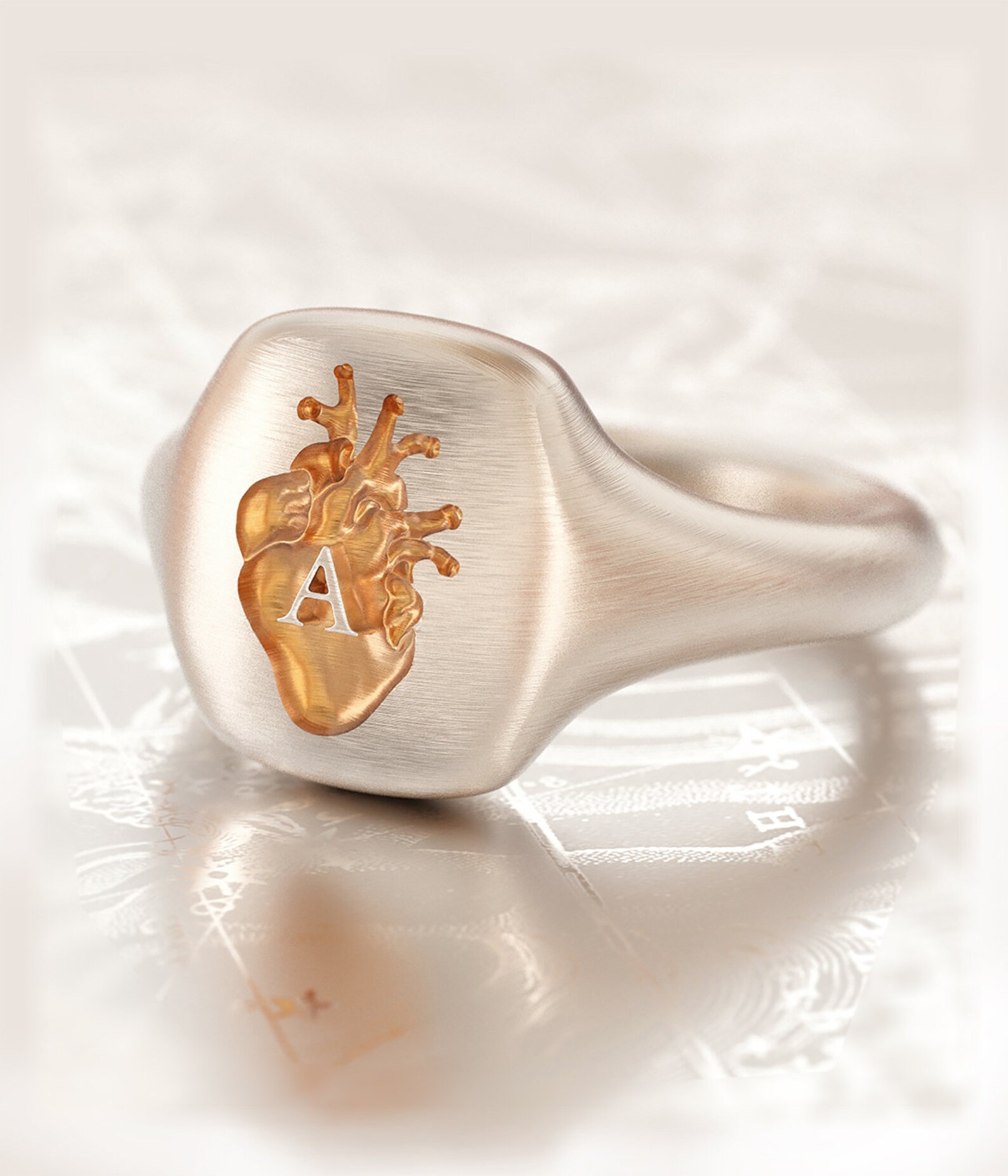 Anatomical Heart Ring,initial Ring Silver,spell Ring,chevalier Ring ...