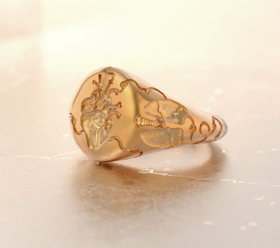 Anatomical Heart RingChevalier RingChevaliere FemmeGothic | Etsy