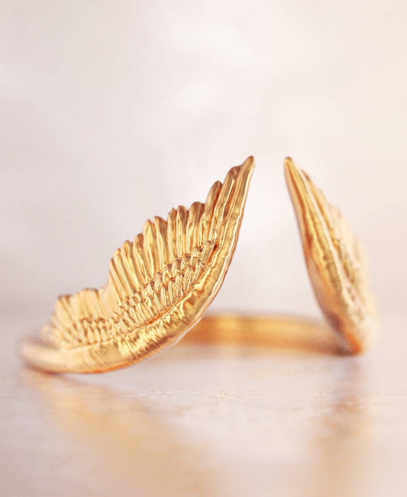 Angel Wing Ring Celestial Ring Bird Wing Ring Feathers - Etsy