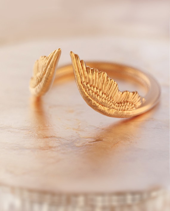 Angel Wing Ring Celestial Ring Bird Wing Ring Feathers - Etsy