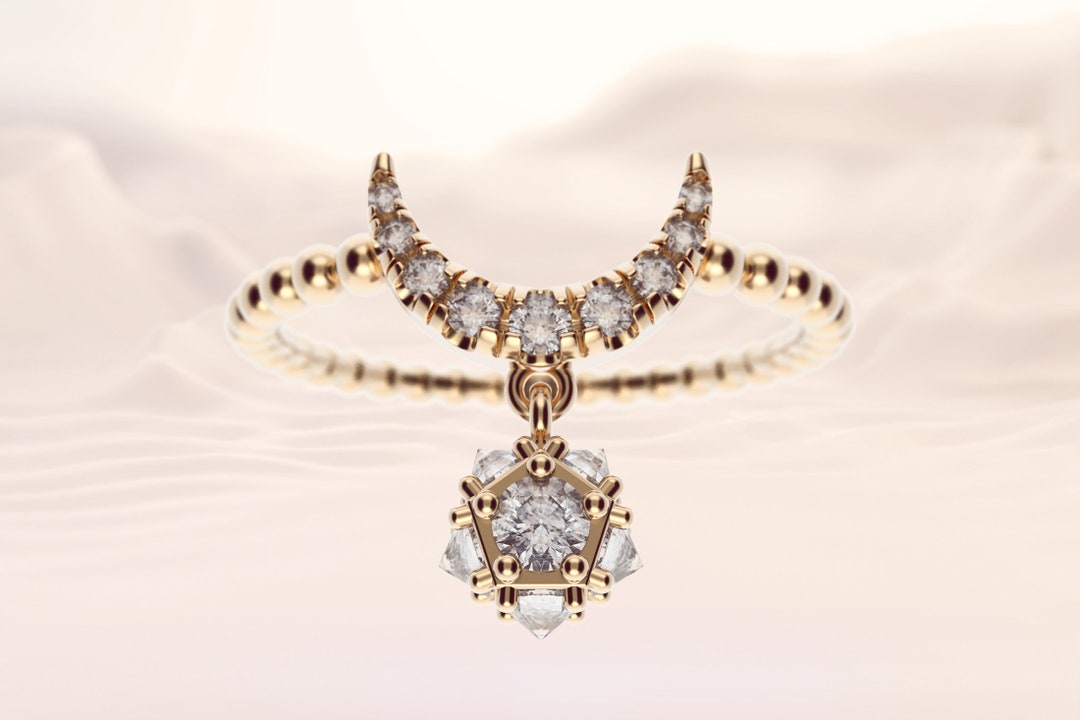 Constellation Ring Gold,crescent Moon Ring,moon and Star Ring,star ...