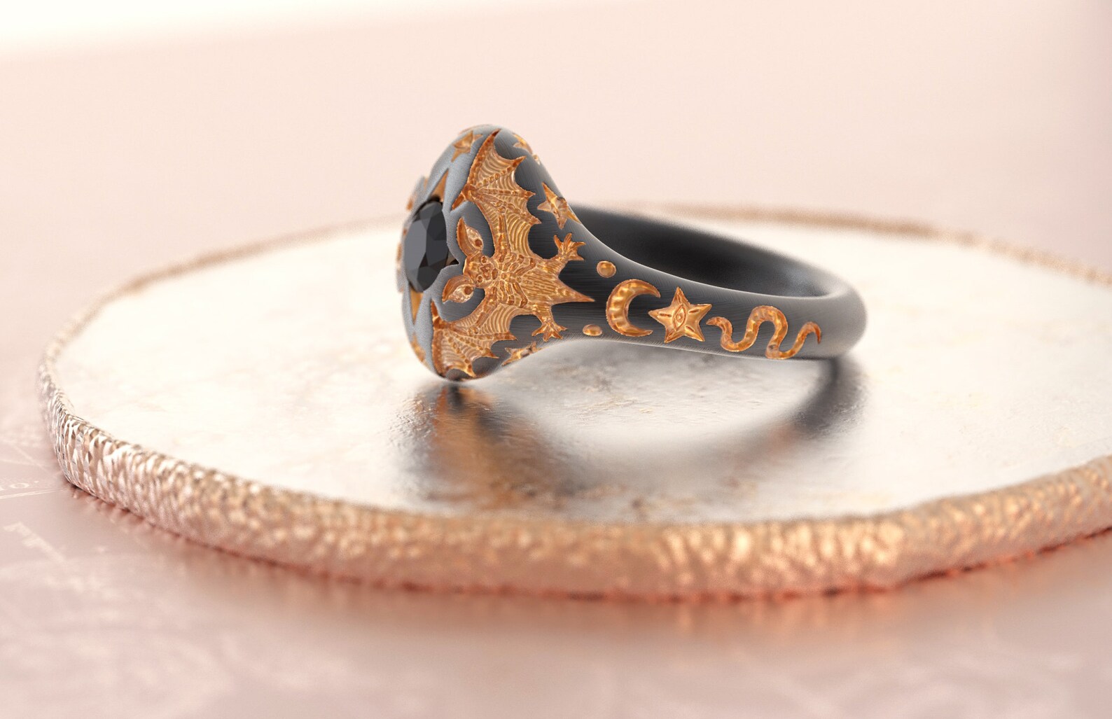 Halloween Bat Ring,mystical Ring,signet Ring Black,witches Ring ...