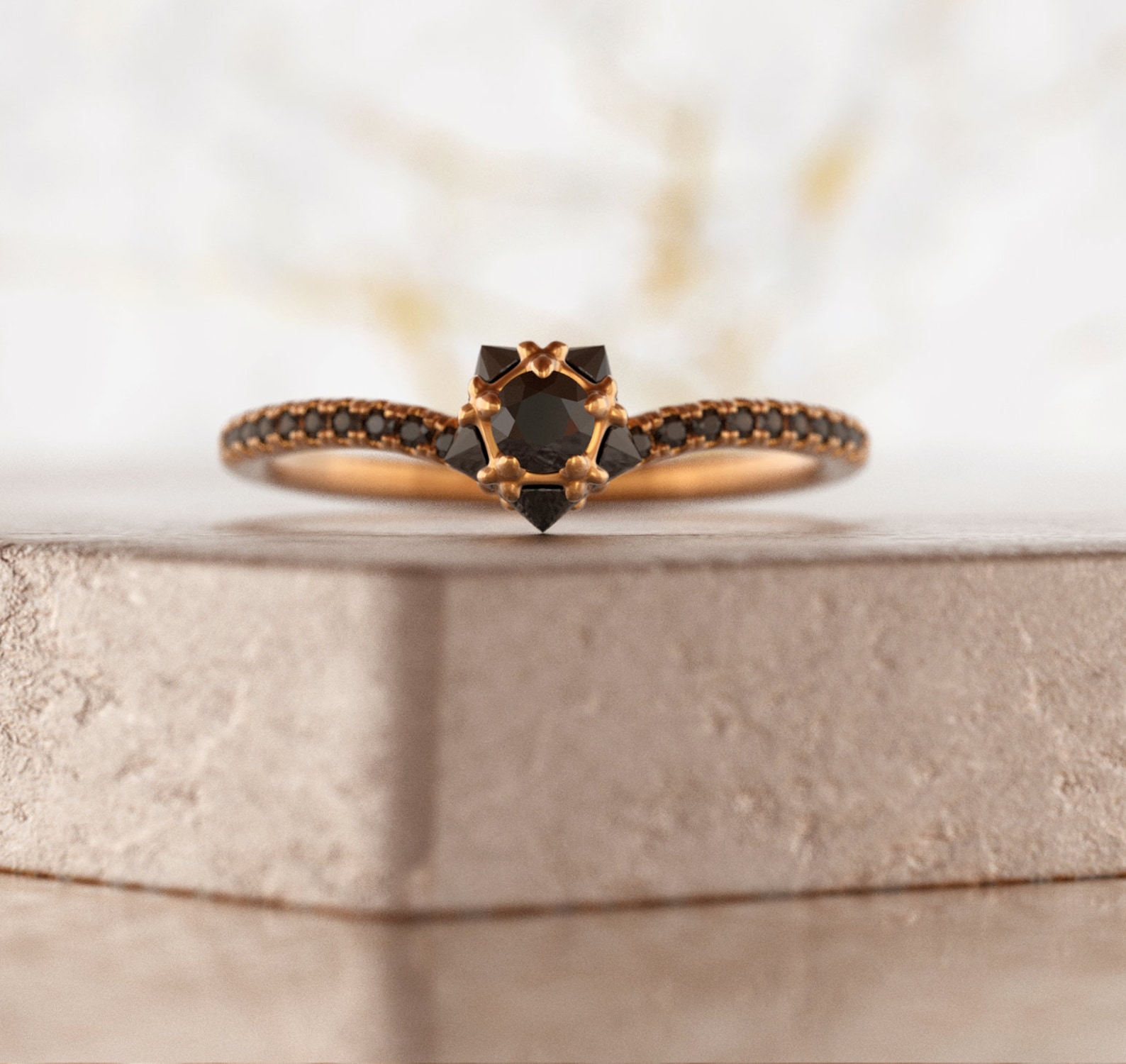 Star Black Diamond Ring, Star Promise Ring, Engagement Star Ring ...